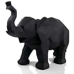 ABEESEA Large Black Elephant Sculpture Statue Collectible Figurines with Trunk Up Wealth Lucky Elephant Figurine,Perfect for Home Decor Gift