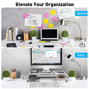 DeskLogics Computer Acrylic Monitor Stand Riser with Storage - Larger Size Single Clear PC Desktop Monitor Holder for Desk, Keyboard Storage, Laptop, TV Screen, Home, Office, Gift Ideas