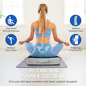 4 Inch Extra Thick Seat Cushion, Dual Layer Memory Foam Chair Cushions, Comfort Seat Cushions for Office Chair, Butt Back Pain Sciatica Coccyx Relief, Strong Support & Sit Longer Not Tired