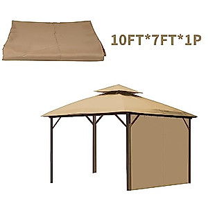 AONEAR Gazebo Privacy Curtain with Zipper Side Wall Universal Replacement for 10' x 12' Gazebo, Patio, Outdoor Canopy, Garden and Backyard, Khaki (1-Panel Curtain Only)