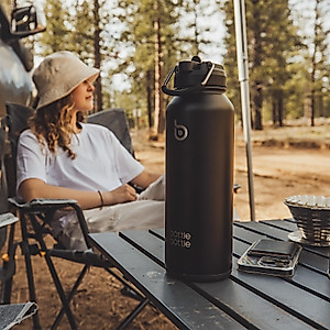 BOTTLE BOTTLE 40oz Insulated Water Bottle with Straw Sport Stainless Steel Water Bottle with Handle Lid Outdoor Sports Bottle for Pills (black)