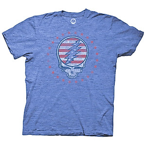 Ripple Junction Grateful Dead Men's Short Sleeve T-Shirt Patriotic Steal Your Face 4th of July Stealie Heather Royal 2XL