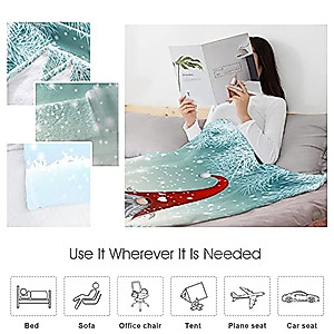 Flannel Fleece Bed Blanket Lightweight Cozy Plush Throw Blanket for Bedroom/Living Rooms/Sofa/Couch, Christmas Gnome Named Tomte Standing in Winter 60" x 80"