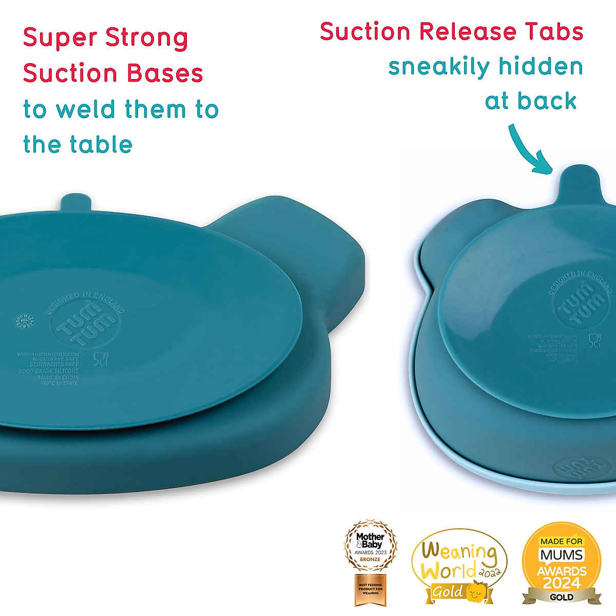TUM TUM Baby Dinner Set for Weaning, Includes Silicone Suction Plate & Bowl, Baby Cutlery, 6 Months Plus, Dishwasher Safe, BPA Free (Boris Bear)