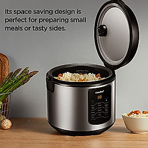 COMFEE' Rice Cooker, 6-in-1 Stainless Steel Multi Cooker, Slow Cooker, Steamer, Saute, and Warmer, 2 QT, 8 Cups Cooked(4 Cups Uncooked), Brown Rice, Quinoa and Oatmeal, 6 One-Touch Programs