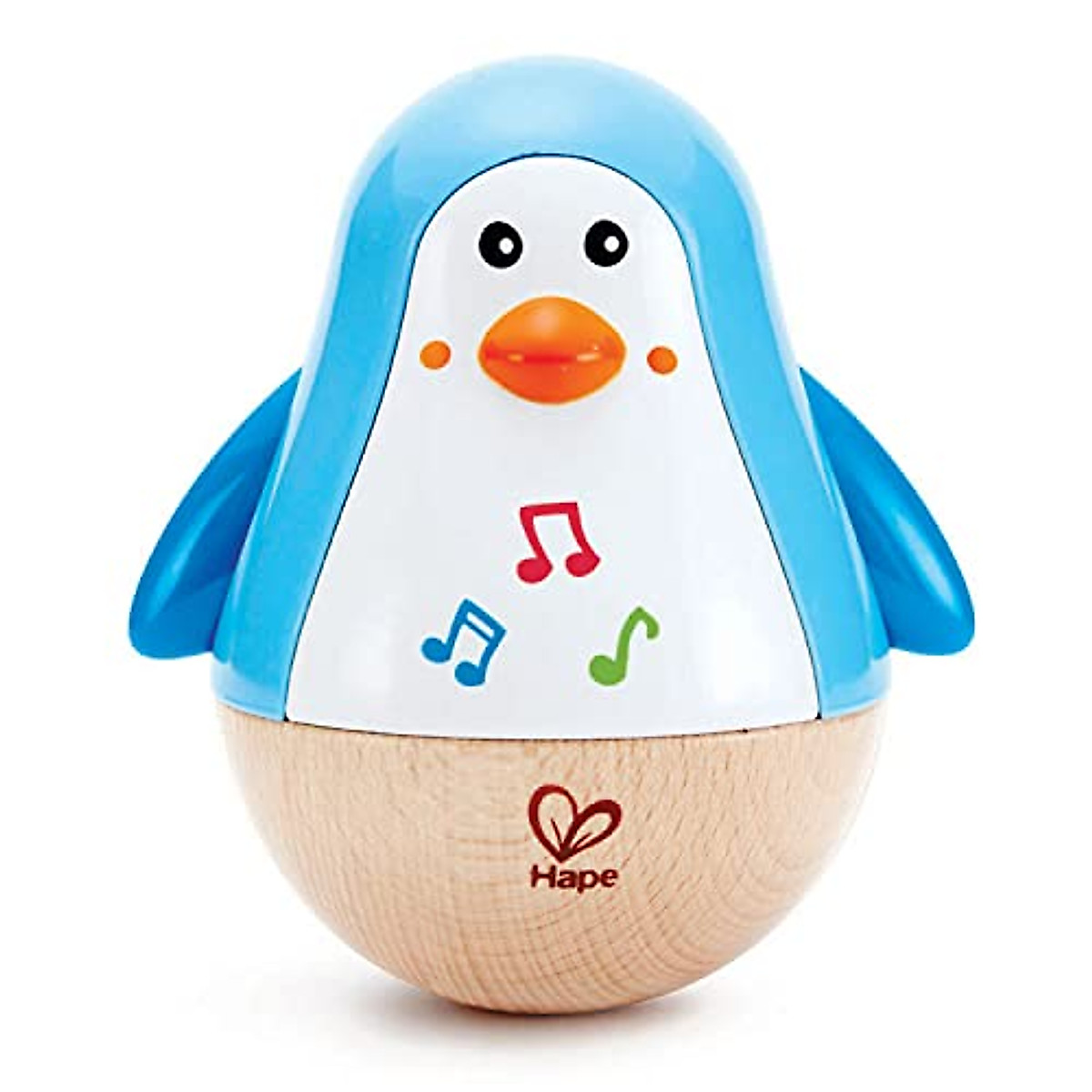 Hape Penguin Musical Wobbler | Colorful Wobbling Melody Penguin, Roly Poly Toy for Kids 6 Months+, Multicolor, 5'' x 2'' (E0331) , Blue