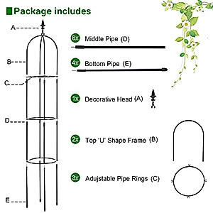 2 Pack Garden Trellis for Climbing Plants Outdoor, Rustproof Plastic Coated Metal Stake Tall Tower Obelisk Trellis for Potted Plant Support Indoor Outdoor Rose Trellis for Vegetable Vines, Lightweight