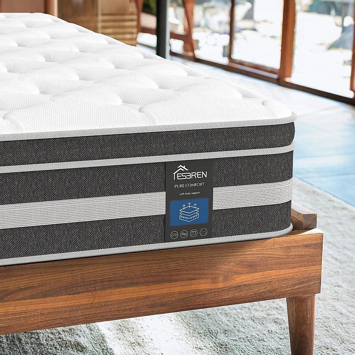 Eseren Full Mattresses 12 Inch - Breathable Full Size Mattress in a Box, Individual Pocket Spring Hybrid Mattress Full with Gel Memory Foam, Medium Firm Support, 75''*54''*12''