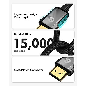 Silkland HDMI ARC Cable for Soundbar 6.6FT, High Speed 48Gbps HDMI 2.0 Cable, [4K, HDR, HDCP 2.2, Ethernet], Compatible for Samsung, Vizio, Sono, Bose, LG Sound bar, UHD TV