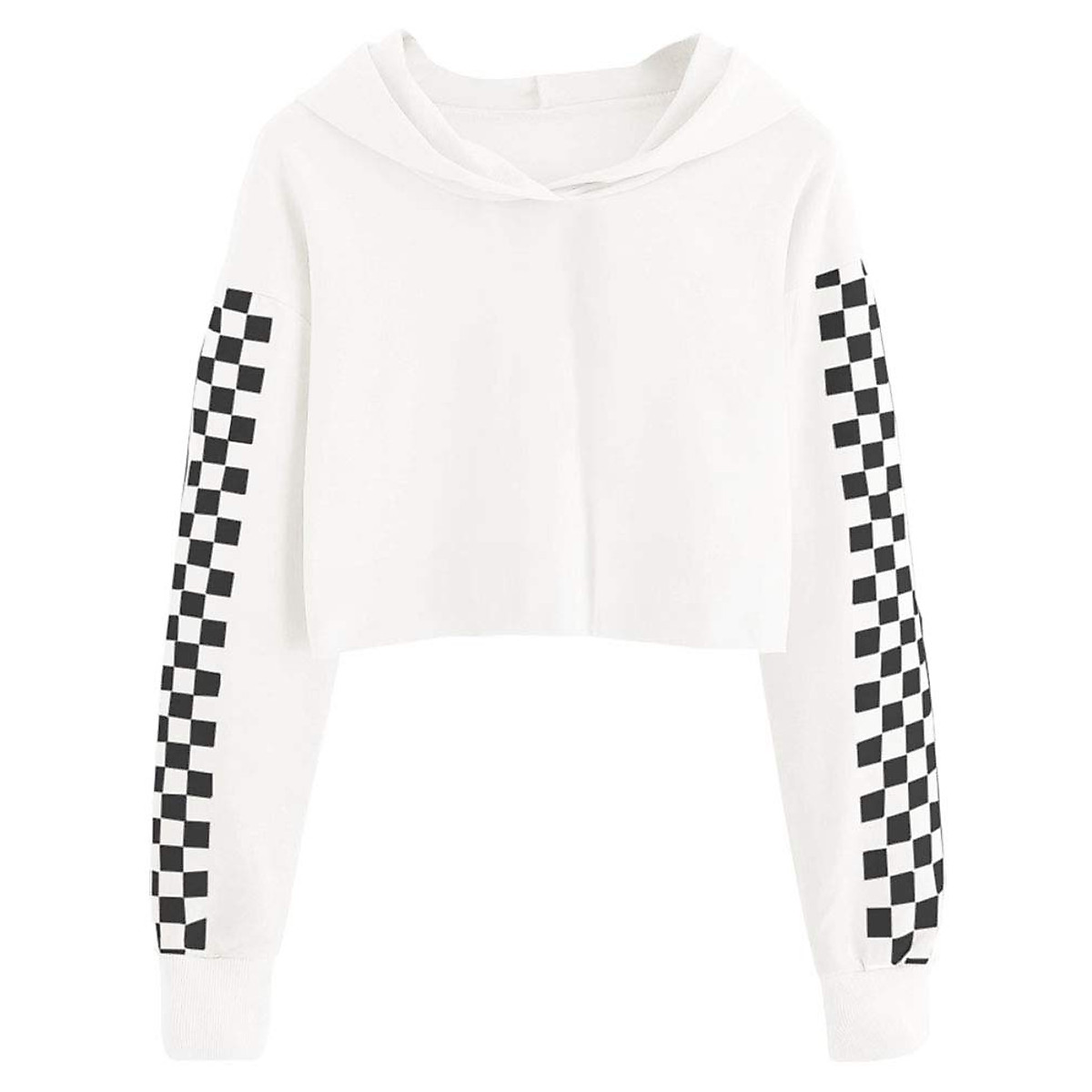 Imily Bela Kids Crop Tops Girls Hoodies Cute Plaid Long Sleeve Fashion Sweatshirts (13-14 Years, white)