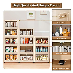 gerritfany Closet Organizers and Storage, 3-Tier 90Qt Storage Cabinet with Wheels, Plastic Storage Bins with Lids,Drawer Organizer for Living Room,Dorm,Office