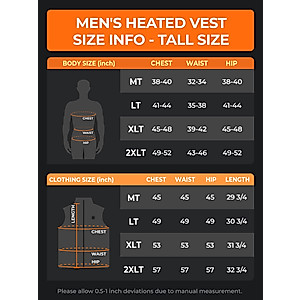 ORORO Men's Tall Size Heated Vest with Battery Pack, Puffer Heating Vest (Charger Not Included) (Black, XLT)