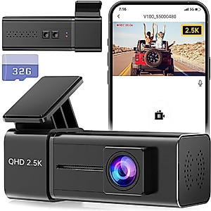 Dash Cam WiFi 2.5K 1440P Front Dash Camera for Cars, E-YEEGER Car Camera Mini Dashcams with App, Night Vision, 24H Parking Mode, G-Sensor, Loop Recording, 32G Card, Support 256G Max