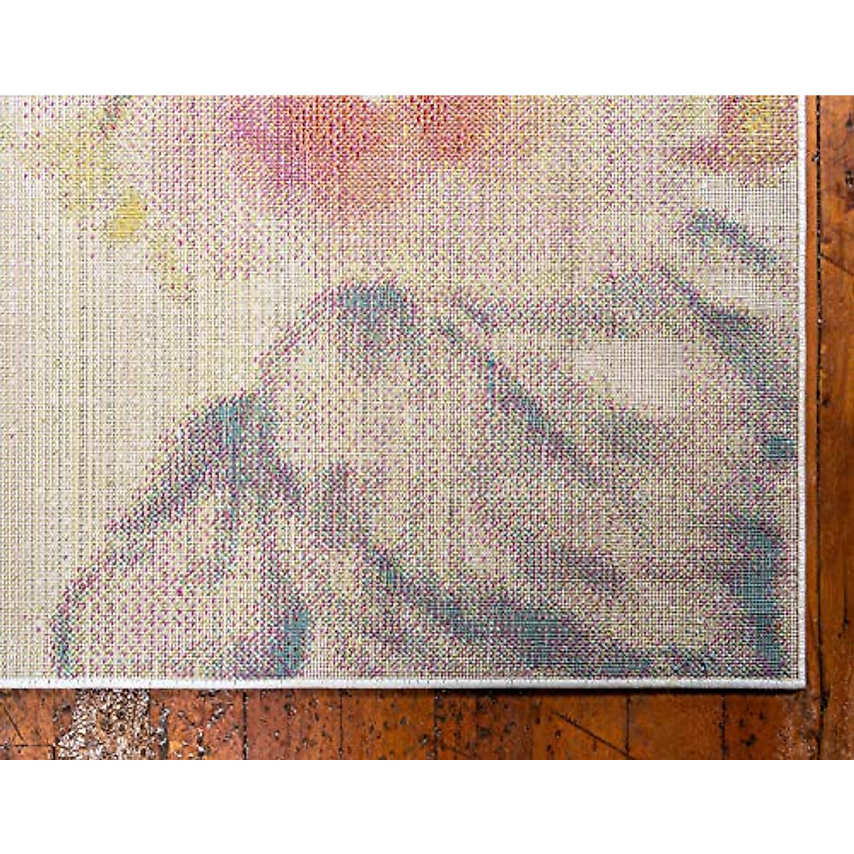 Unique Loom Lyon Collection Modern Watercolor Floral Area Rug, 2 x 6 ft, Ivory/Pink