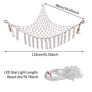 EKDJKK Stuffed Animal Hammock Macrame Plush Toy Net Hammock for Stuffed Animals with Light Pet Net for Stuffed Animals Corner Hanging Stuffed Animal Storage Holder Teddy Bear Net for Kids Room