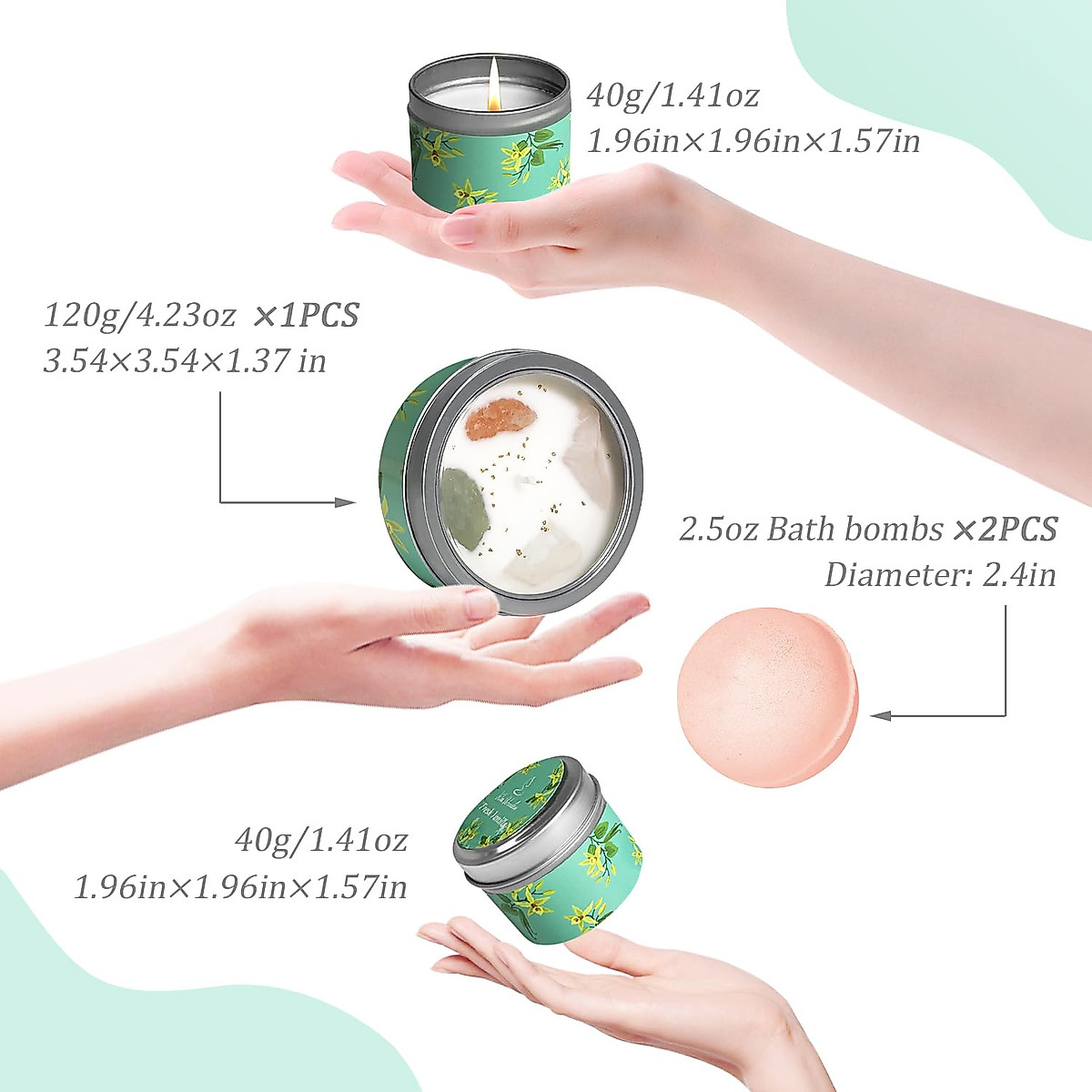 Wax Wonders Candles for Home Scented & 2 Bath Bombs Set - 7.05OZ Aromatherapy Candles Gifts for Women,Soy Wax,Bubble Spa,Ideal for Valentine, Birthday, Mother's Day, Thanksgiving, Christmas Gifts