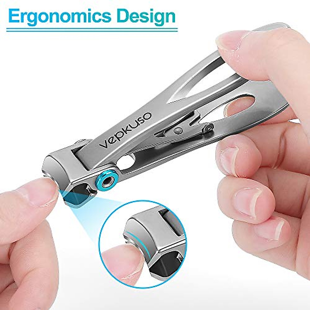 Thick Toenail Clipper – Vepkuso Wide Jaw Opening Oversized Stainless Steel Toenail Cutter with Nail File For Thick Nail, Extra Large Fingernail Toenail Trimmer for Men&Women