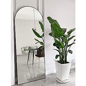 PexFix Full Length Mirror Sleek Arched-Top Standing Mirror Floor Mirror, Wall Mirror Standing, Leaning Hanging for Home, 65"x22", Black