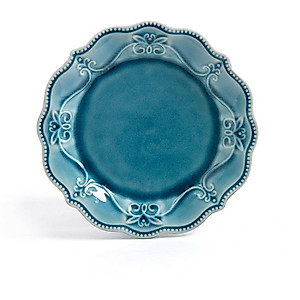 GADEN 12-Piece Dinnerware Set Denim Household Plate Bowl Embossed Tableware Combination (Color : D, Size : As Shown)