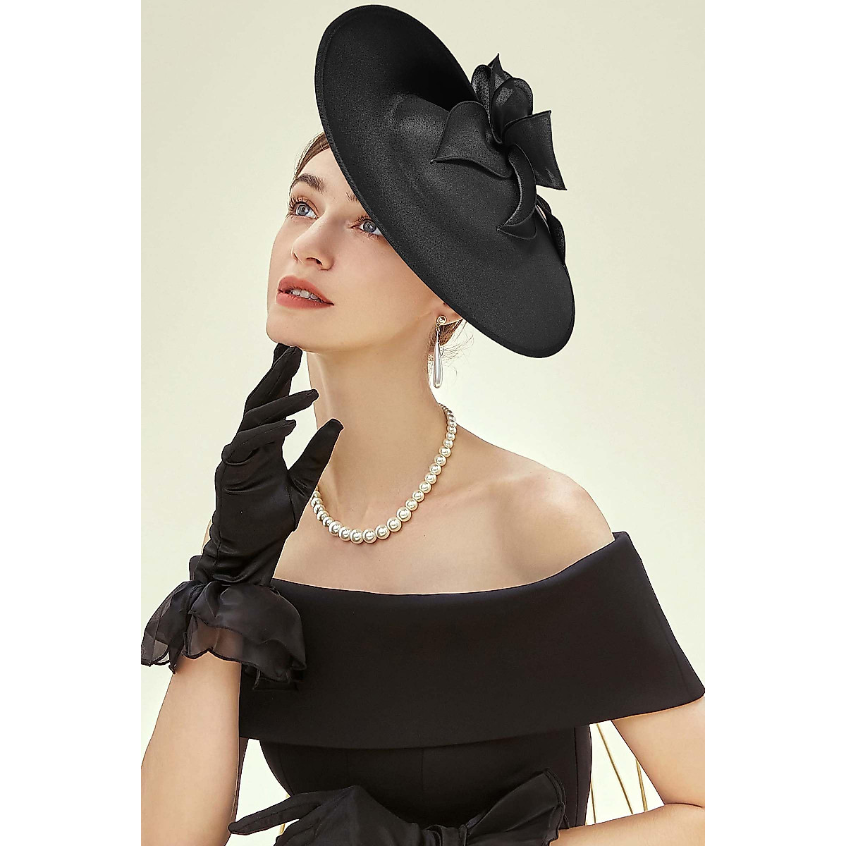 BABEYOND Derby Hats for Women - Fascinators Tea Party Hats Headband Wide Brim Fascinator for Wedding Cocktail