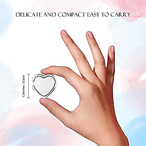 [2 Packs] Love Heart Shaped Glossy Finish Cell Phone Ring Holder Stand, 360 Degree Rotation Finger Ring Kickstand with Polished Metal Phone Grip for Magnetic Car Mount (Sliver)