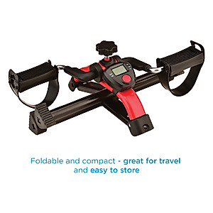 NOVA Medical Products Pedal Exerciser with Digital Display Tracker, Foldable Hand and Foot Cycle Exerciser, Great for Home, Office or Travel, Red