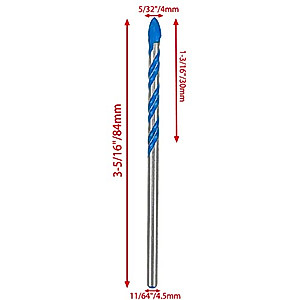 Rannb 10pcs Masonry Drill Bit 5/32" Drilling Dia Carbide Drill Bit for Glass, Tile and Ceramic
