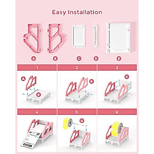 MUNBYN Pink Label Holder for Rolls and Fan-Fold Labels, Shipping Label Roll Holder for Desktop Label Printer Shipping Supplies Industrial Labels…
