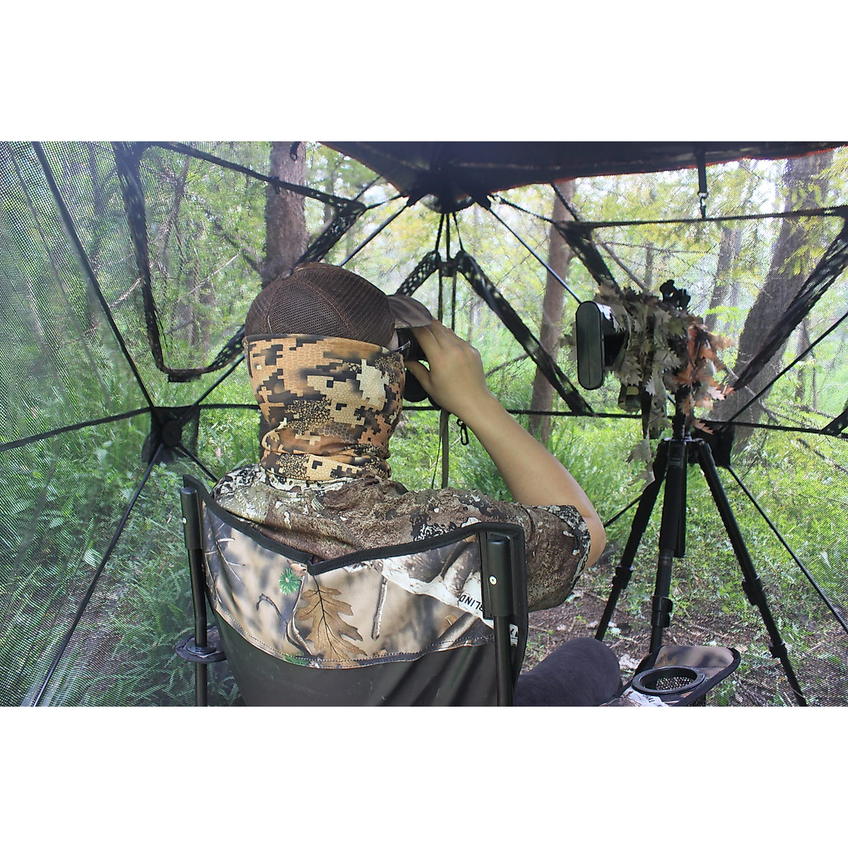 AUSCAMOTEK One Way See Through Camouflage Mesh Camo Netting Material for Hunting Ground Blind 5X6.5FT