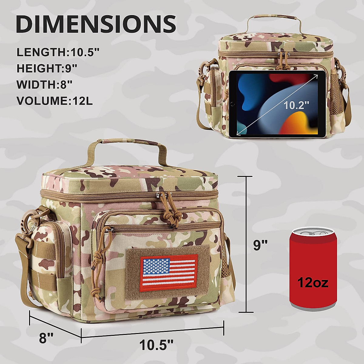 ATRIPACK Tactical Lunch Bag Medium Size (Camp-Brown) & Tactical Pencil Case for Men Women Teens Boys Girls (Brown)