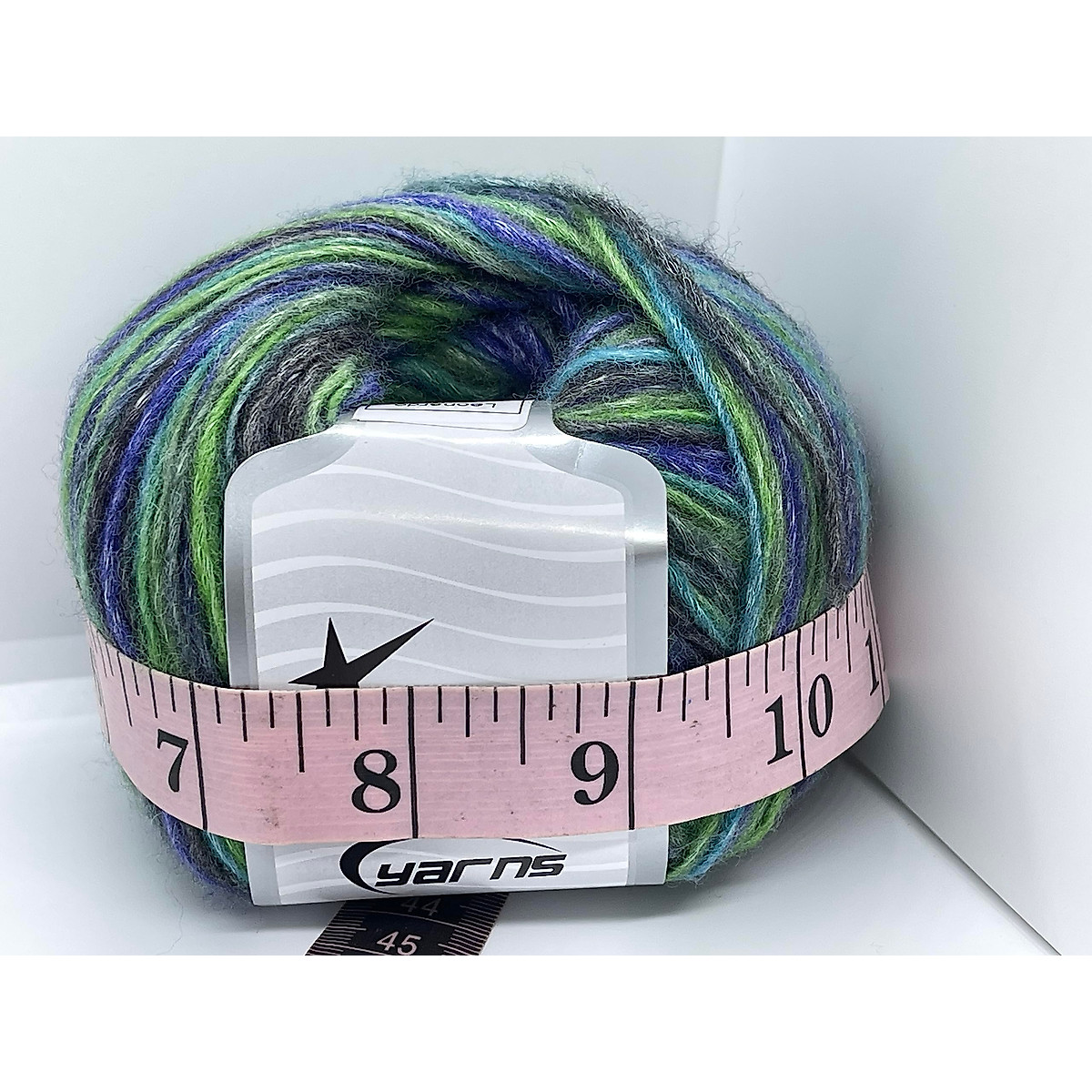 Blue, Purple, Green, Grey Self-Striping Leonardo Color Yarn - DK Weight Merino Wool and Cotton Blend Yarn 50 Grams (1.75 Ounces) 190 Meters (207 Yards)