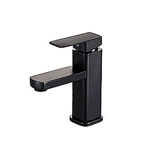 Bathroom Sink Faucets Single Hole,Pull Out Faucet Lacquered or Plated Surface,Basin Bath Tap Deck Mount Brass Faucet Vanity Faucet Includes Hose Drainage Accessories (Black, Short)