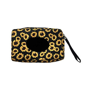Sunflower Neoprene Wet Tissue Dispenser Case Infant Reusable Stroller Pram Wet Wipes Storage Box Convenient Tissue Case Paper Towel Holder for Travel