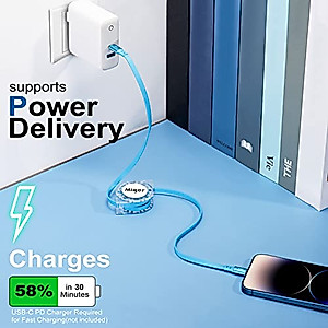 USB C to Lightning Charging Cord [2Pack/4Ft] MFi Certified iPhone 14/13 Retractable Fast Charging Cable USB C Lightning Cable for iPhone 14 13 12 11 Pro Max Mini XS XR X 8 7 6s 6 Plus 6 SE, iPad