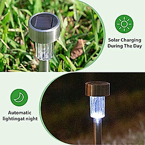 INSOME Solar Lights Outdoor Waterproof,12 Pack Stainless Steel Bright Solar Powered Landscape Lights,Solar Pathway Lights,Solar Garden Lights for Yard Patio Walkway Spike