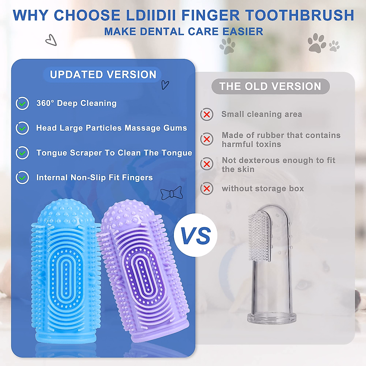 LDIIDII Dog Toothbrush Dog Tooth Brushing Kit 4Pack Dog Finger Toothbrush for Dog Teeth Cleaning&Dog Dental Care,Cat Toothbrush Dog Tooth Brush Puppy Toothbrush Pet Toothbrush