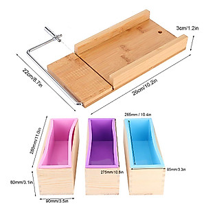 Soap Making Kit, Soap Cutter, Silicone Soap Molds, Soap Making Tools, 1200ml DIY Silicone Soap Making Mold Wooden Box Set Manual Soap Cutter with Scale Kitchen Tool