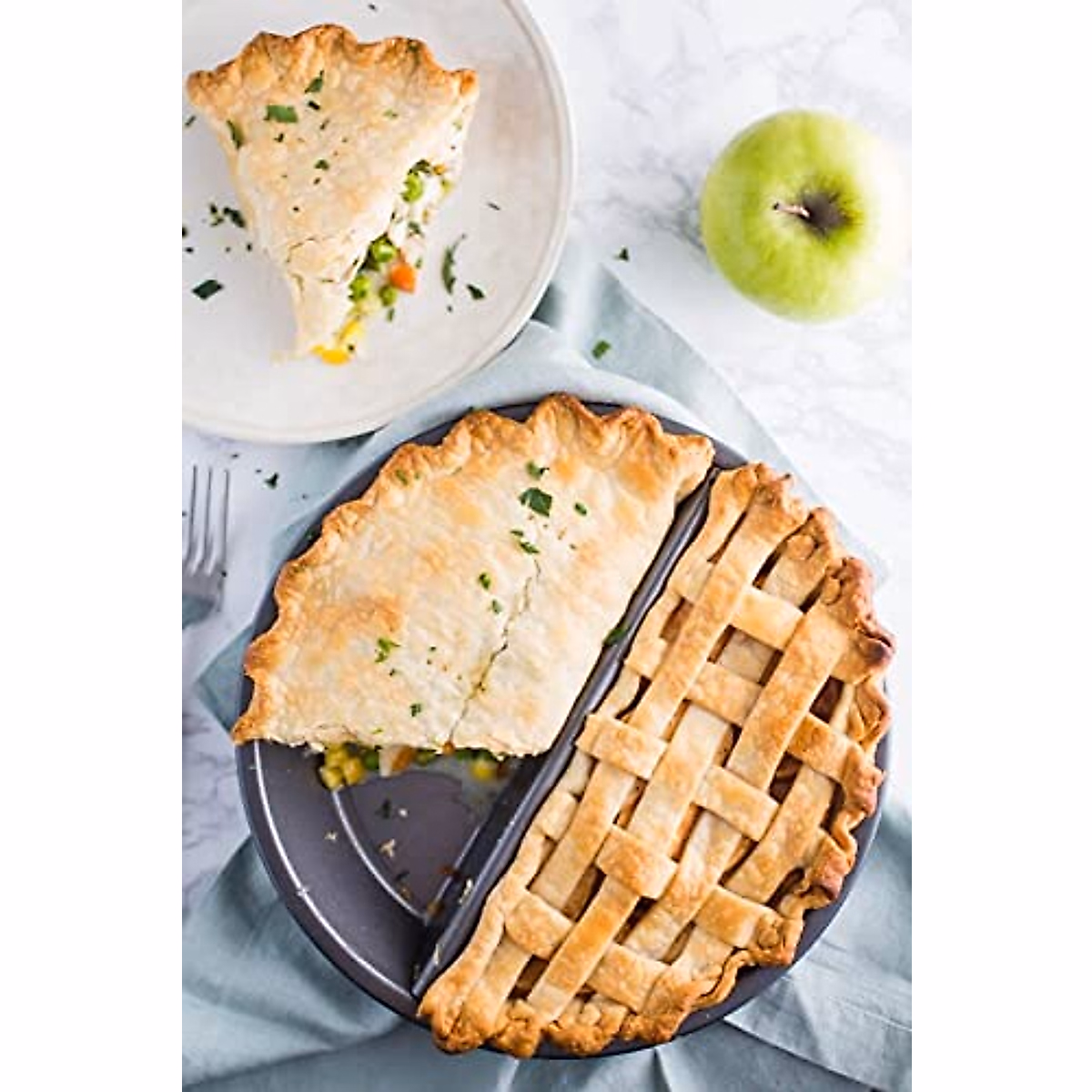 Chicago Metallic Professional Non-Stick Split Decision Pie Pan, 9-Inch, Gray