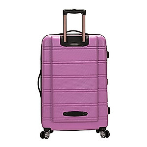 Rockland Melbourne Hardside Expandable Spinner Wheel Luggage, Pink, Checked-Large 28-Inch