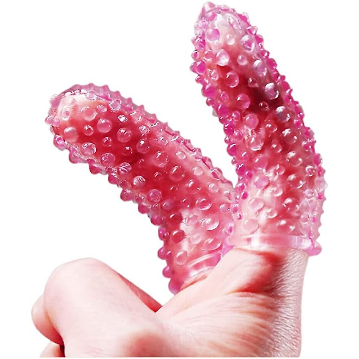 Ousandy Dildo Vibrator G Spot Vibrator Clitoral Finger Sleeve Soft Jelly Clit Adult Couples Sex Toys (Pink)