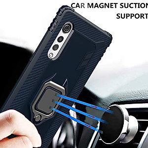 Ranyi Sony Xperia 1 II Case, Carbon Fiber Case with 360 Rotating Ring Holder Kickstand Feature Shock Absorbing Full Body Protection Soft Rubber Silicone Case for Sony Xperia 1 II 6.5" -Blue