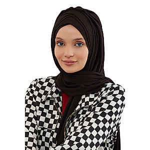 Aisha's Design Instant Hijab for Women Muslim, Presewn 95% Cotton Jersey Turban, Ready to Wear Scarf, Black