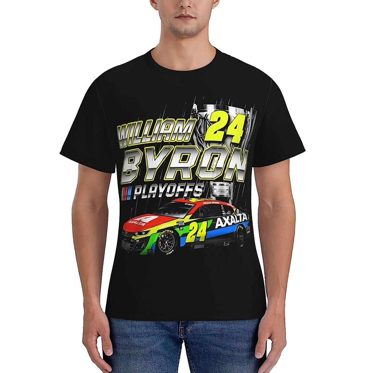 William Byron 24 Men's T-Shirt Crewneck T-Shirt Tight Sport Short Sleeve Classic Printing Performance