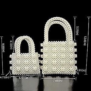 Miuco Womens Beaded Handbags Handmade Weave Crystal Pearl Mini Bags Wedding clutch