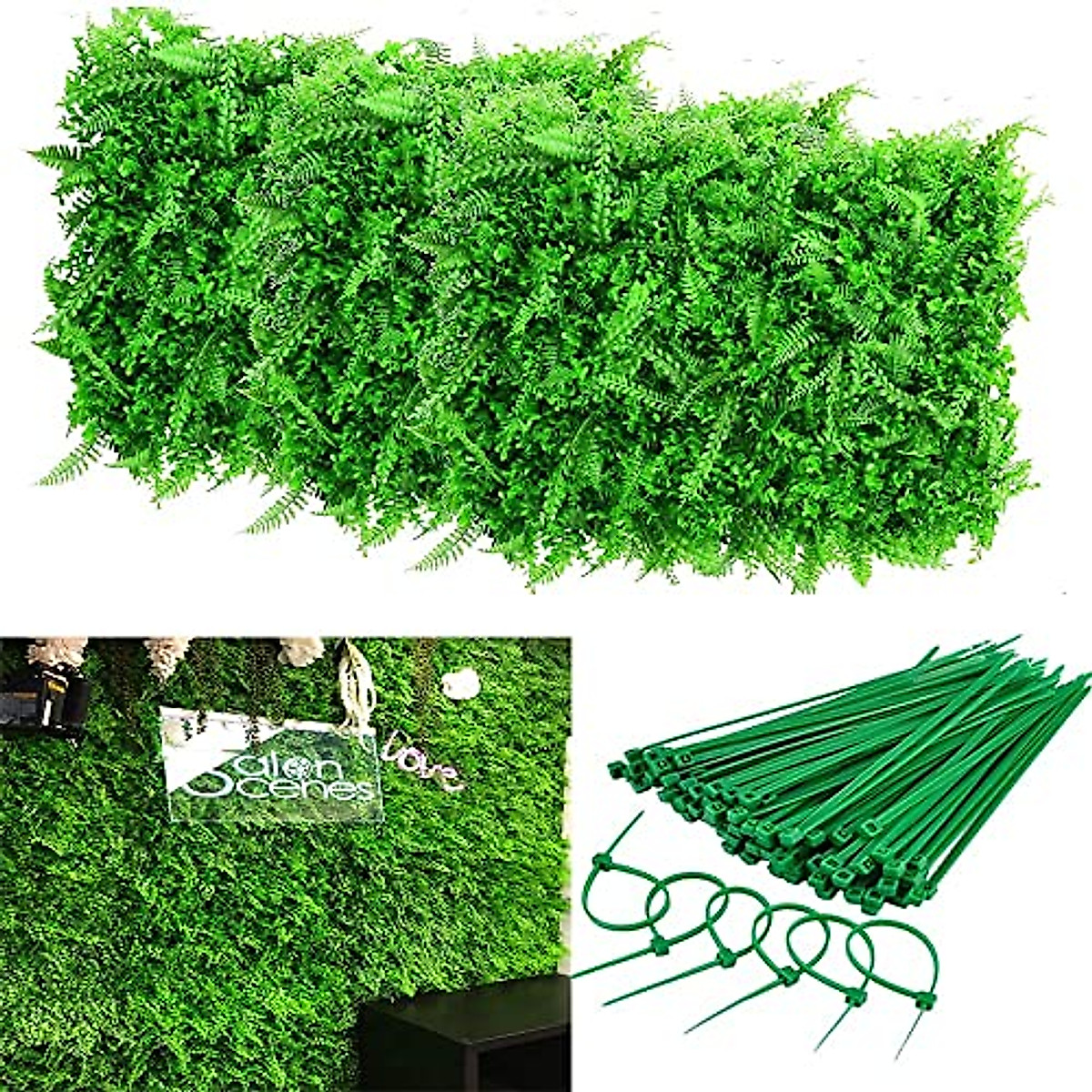 Baoz 12 PCS Artificial Grass Wall Panel 24"x16" Boxwood Hedges Wall Panels 32 Sq.ft Faux Greenery Plant Wall Backdrop Garden Greenery Privacy Fence Screen for Outdoor Indoor Backyard Wedding Decor