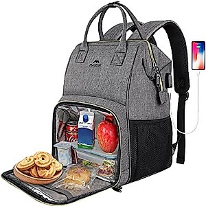 Lunch Backpack, Insulated Cooler Backpack Lunch Box Laptop Backpack with USB Port for Women Men, Water Resistant Leak-proof Lunch Bag Nurses Gifts for Women Work School Picnic Fits 15.6 Inch Laptop