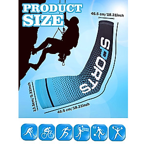 JenPen 6 Pairs UV Sun Protection Arm Sleeves Cooling Sports Sleeve Anti Slip Ice Silk Arm Warmers Arm Covers for Men Women (Cool)