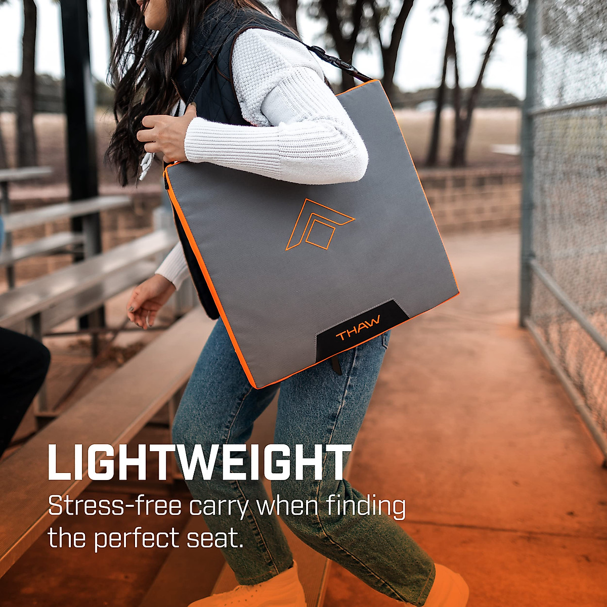 THAW Without Battery Heated Seat Pad,Nylon Orange and Gray