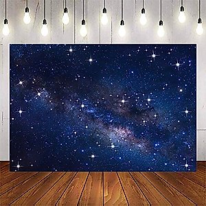 Avezano Starry Night Sky Backdrop Outer Space Galaxy Birthday Background Universe Nebula Stars Theme Party Decorations for Boy Kids First Birthday Banner Photo Booth Props(7x5ft)