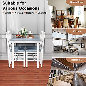 Lumelay Dining Table Set for 2-4 Person,Morden Wooden Small Kitchen Table Set,5 Piece Breakfast Dining Room Table and Upholstered Chairs for Apartment,Space-Saving Design (Blue)